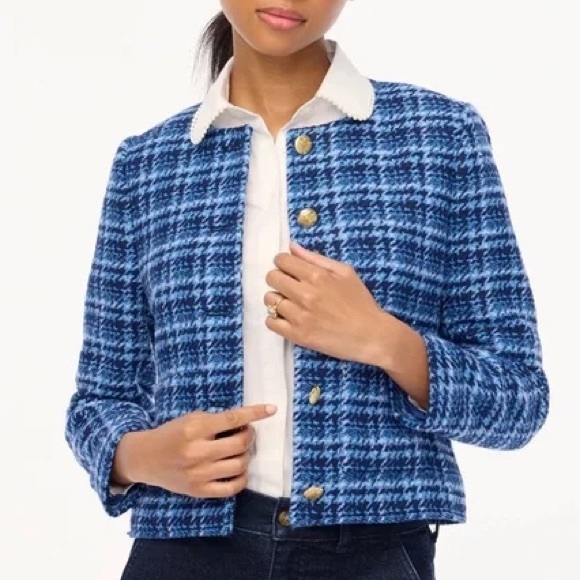 J. Crew | Jackets & Coats | Nwt Jcrew Tweed Lady Jacket Blue | Poshmark